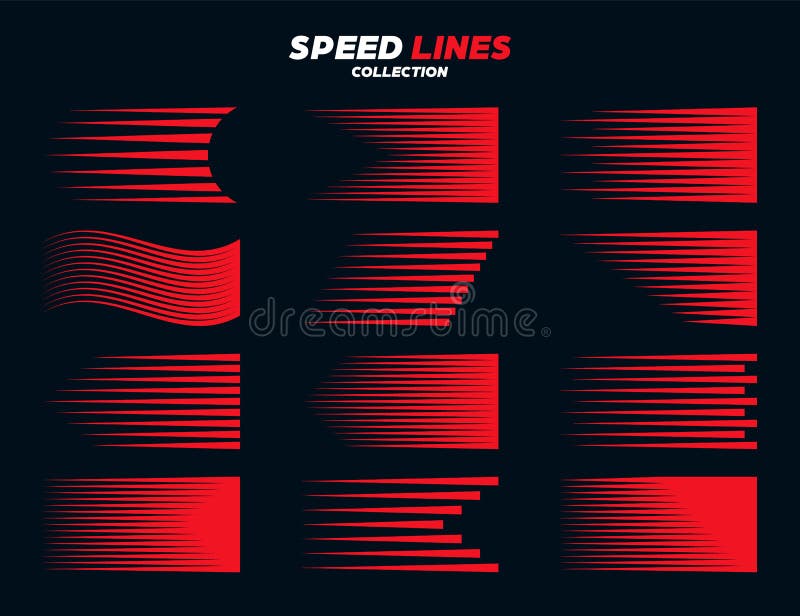 Red Comic Speed Lines Signs Collection. Motion Elements for Your Design ...