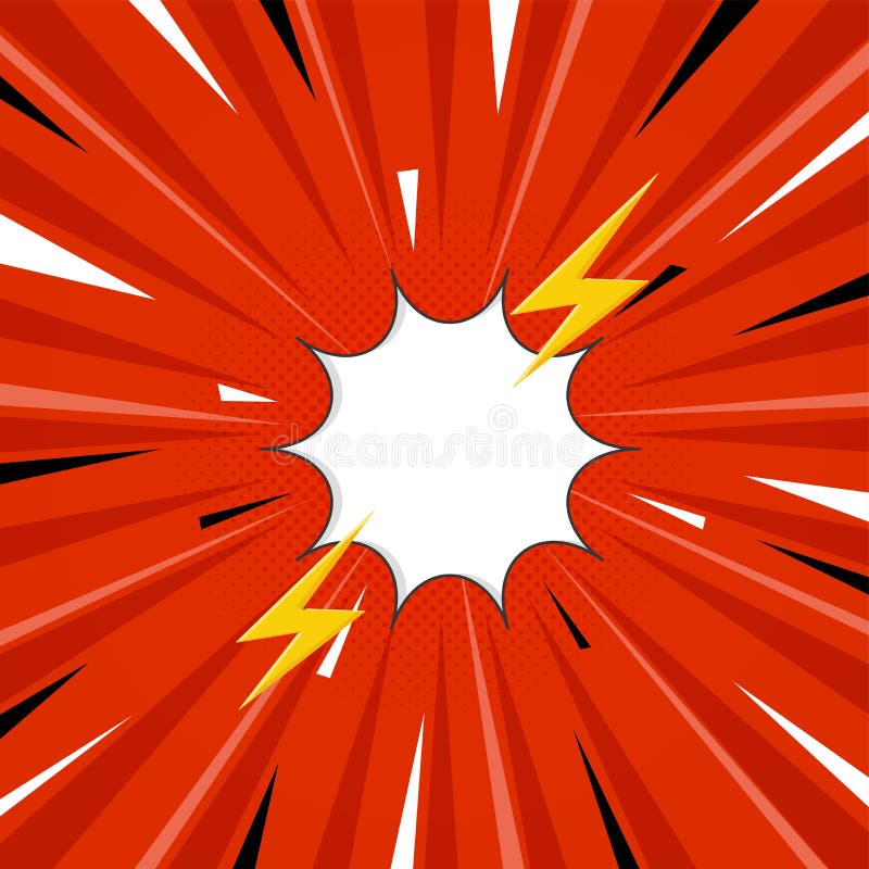 Red Comic Style Background with Text Bubble and Flash Stock Vector ...
