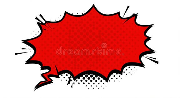 Red Comic-style Speech Bubble with a Jagged, Spiky Border Outlined in ...