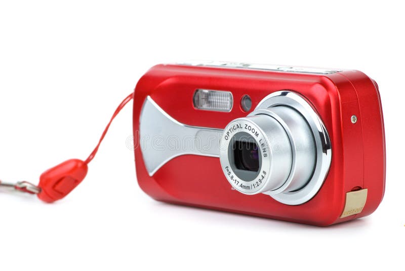 Red Compact Digital Photocamera Stock Photo - Image of optics, gadget ...