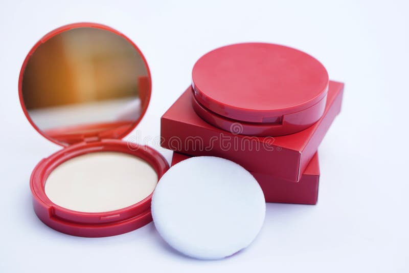 Red Compact Foundation Face Powder with Matching Red Packaging Box ...