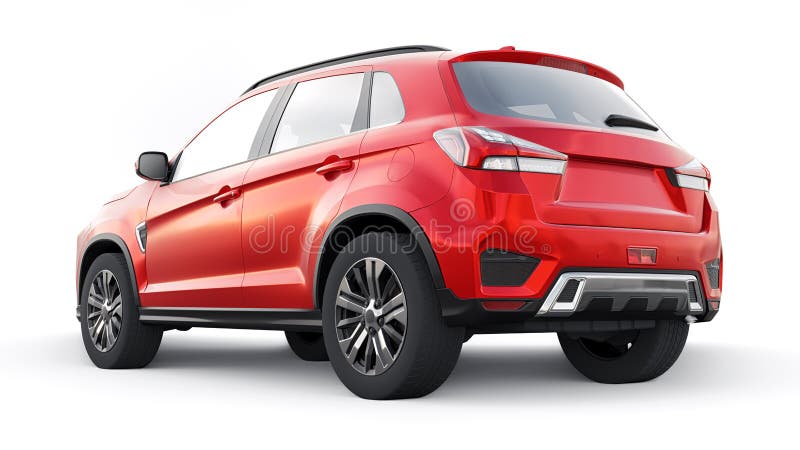 Red Compact Urban SUV on a White Uniform Background with a Blank Body ...