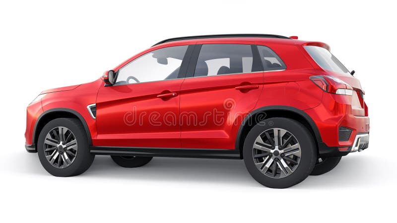 Red Compact Urban SUV on a White Uniform Background with a Blank Body ...