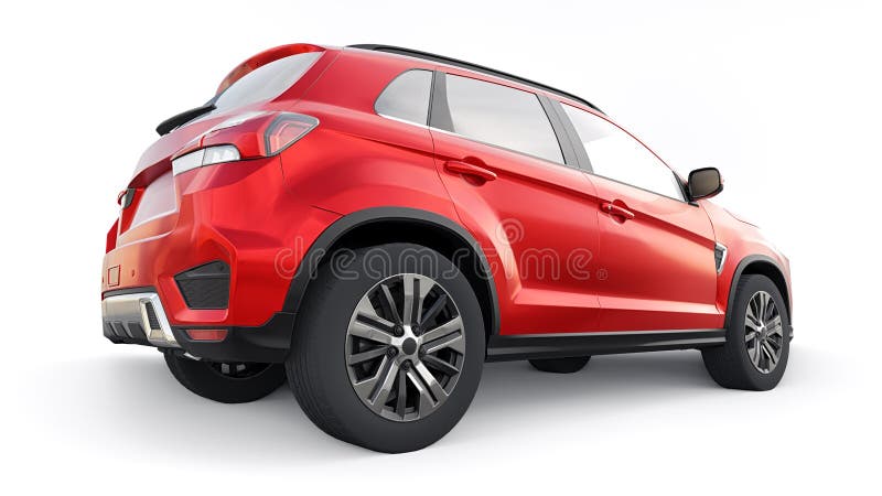 Red Compact Urban SUV on a White Uniform Background with a Blank Body ...