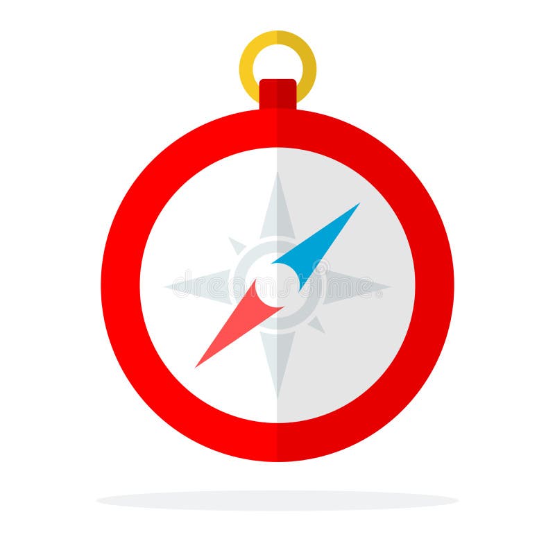 Red Compass Flat Isolated Vector Stock Vector - Illustration of ...