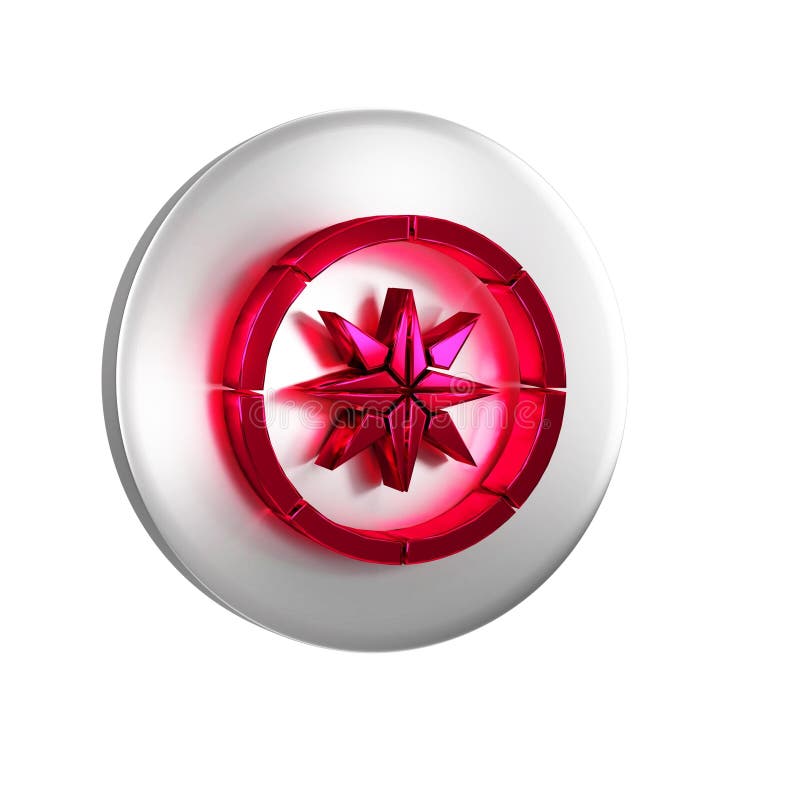 Red Compass Icon Isolated on Transparent Background. Windrose ...
