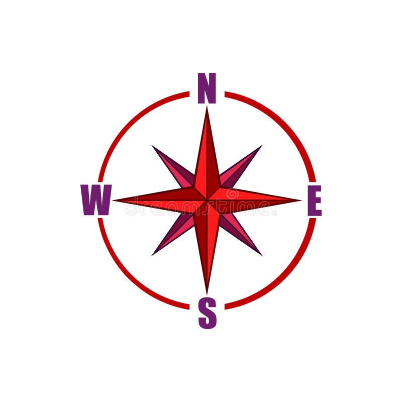 Red Compass Rose Icon, Cartoon Style Stock Vector - Illustration of ...