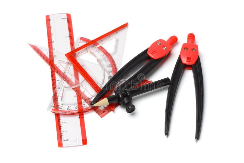 Red compass set stock photo. Image of mathematics, isolated - 12069712