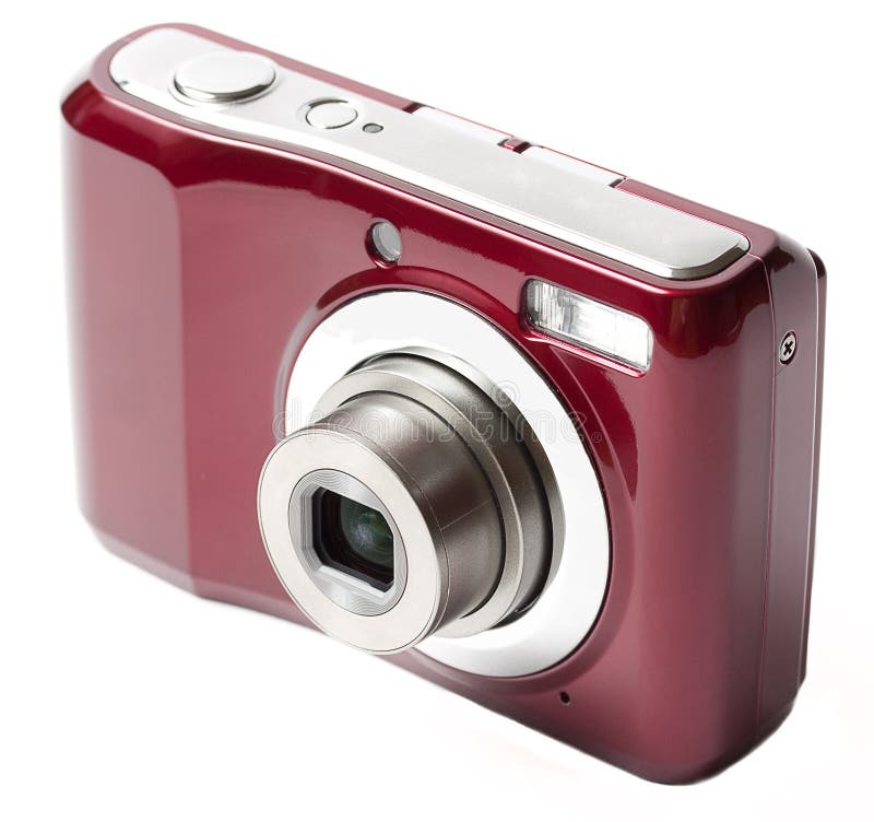 Red compat cemera stock image. Image of shiny, multimedia - 12969317