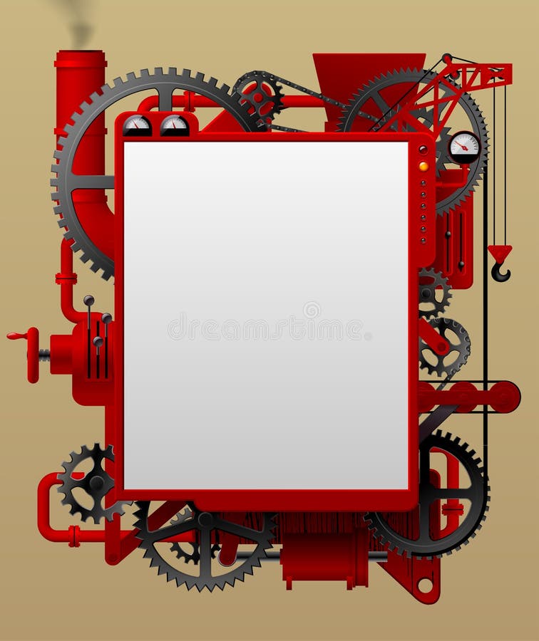 Red Complex Iron Fantastic Machine-shaped Frame Stock Vector ...