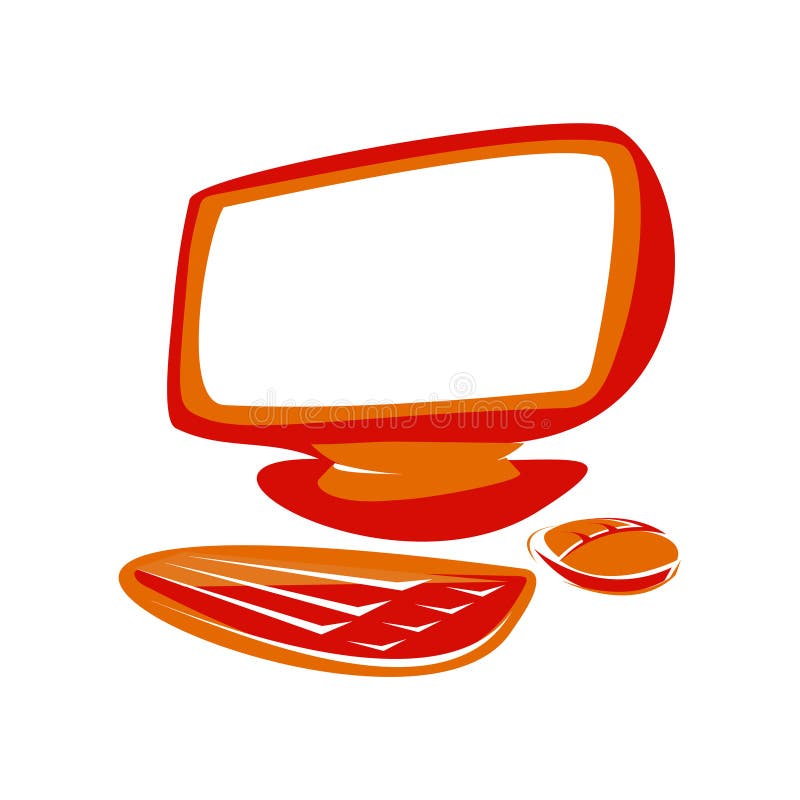 Red computer stock vector. Illustration of office, power - 4235502