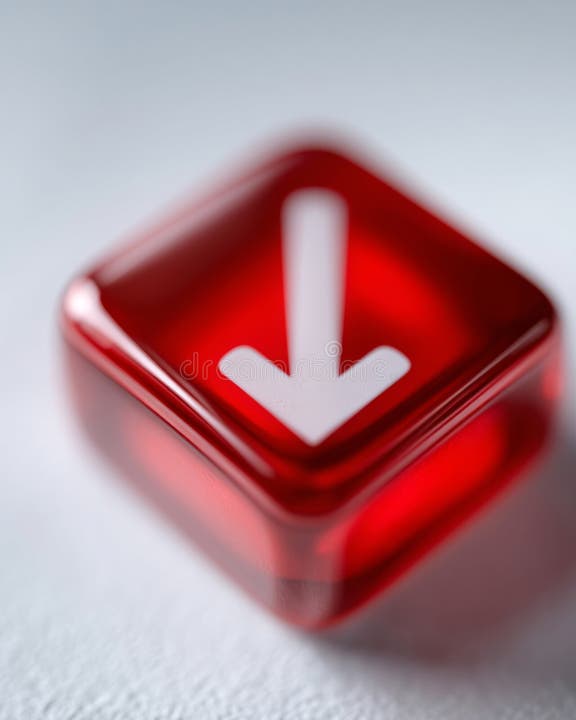 A Red Computer Button with an Arrow Pointing Down Stock Photo - Image ...