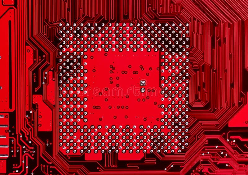 Red Computer Electronic Circuit Stock Image - Image of communication ...