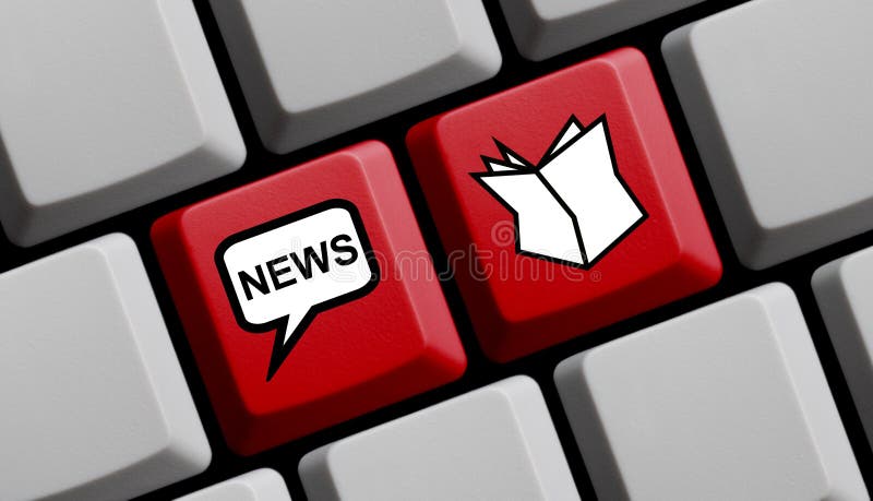 Red Computer Keyboard: Newspaper News Stock Photo - Image of latest ...