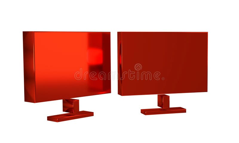 Red Computer Monitor Screen Icon Isolated on Transparent Background ...