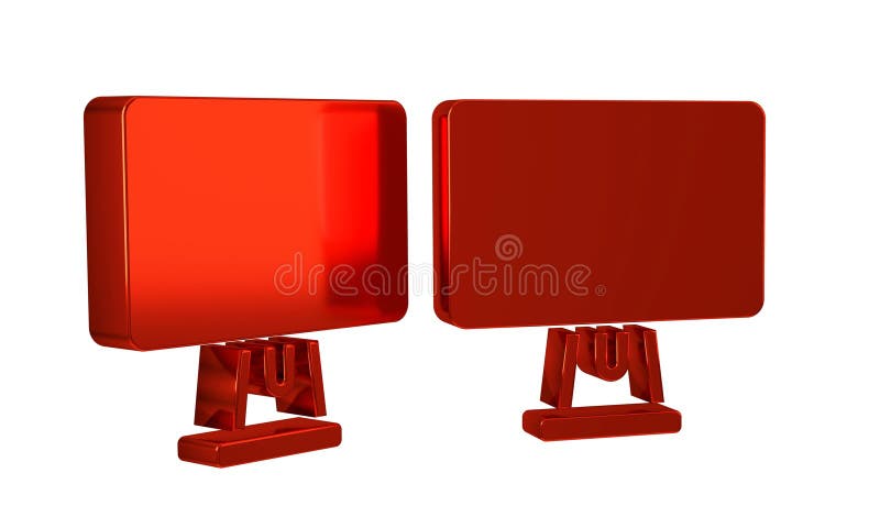 Red Computer Monitor Screen Icon Isolated on Transparent Background ...