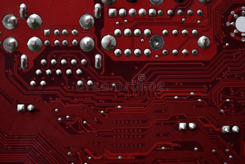Red Computer Motherboard Chip Close-up with Elements Stock Photo ...