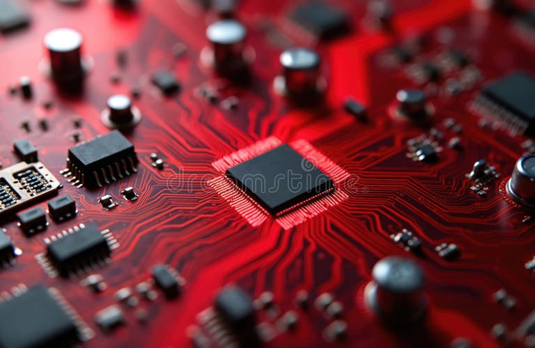 Technology Red Circuit Mainboard Computer Stock Illustrations – 223 ...