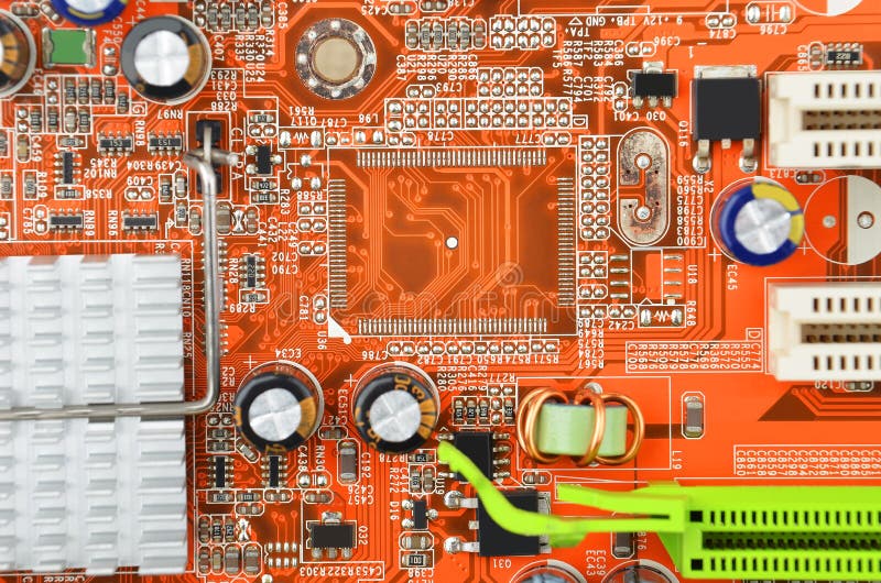Red computer motherboard stock image. Image of chip - 102414229