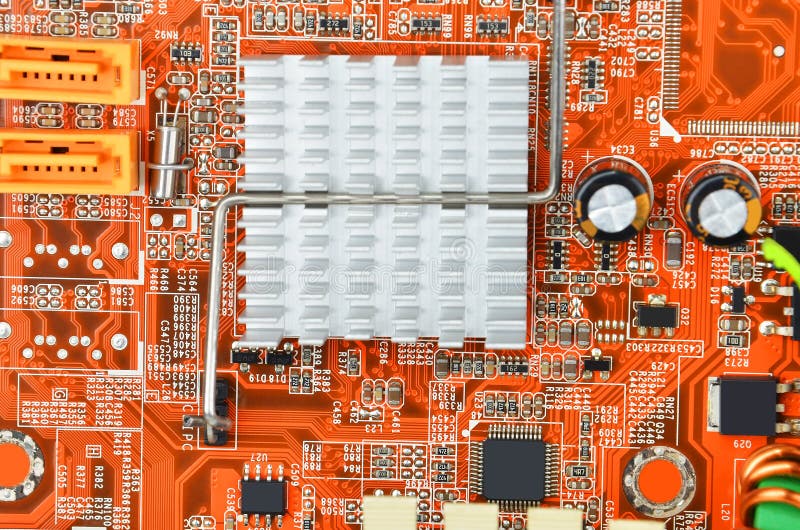Red computer motherboard stock photo. Image of micro - 102567304