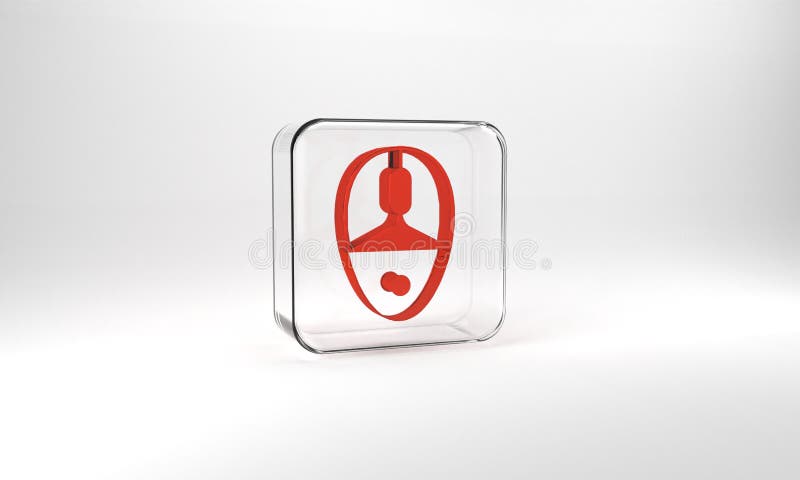 Red Computer Mouse Gaming Icon Isolated on Grey Background. Optical ...