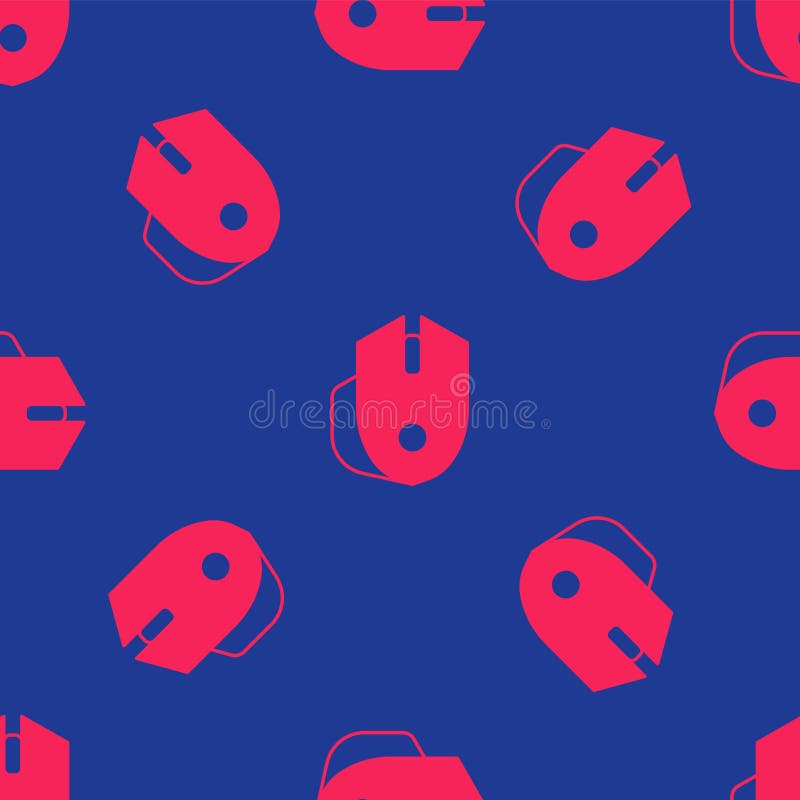 Red Computer Mouse Gaming Icon Isolated Seamless Pattern on Blue ...