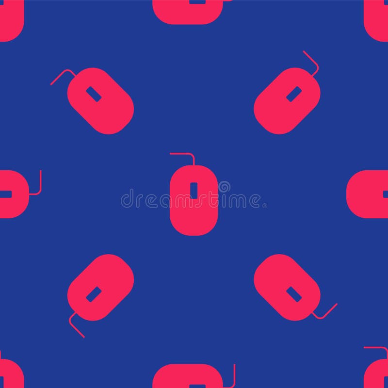 Red Computer Mouse Gaming Icon Isolated Seamless Pattern on Blue ...