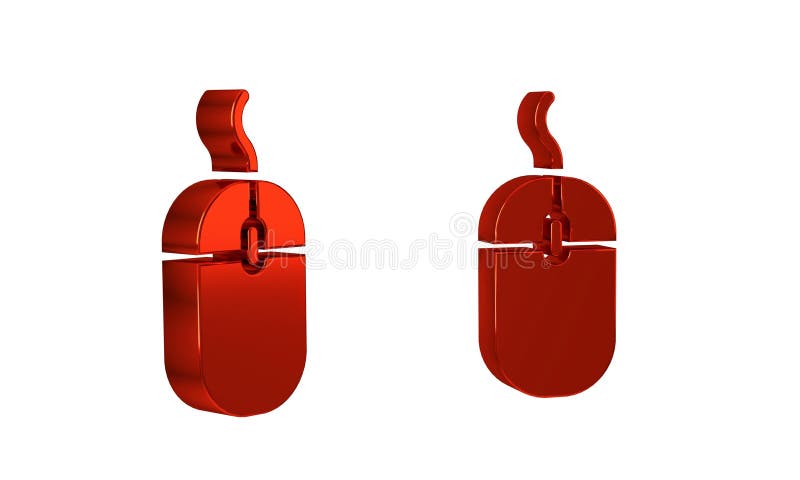 Red Computer Mouse Icon Isolated on Transparent Background. Optical ...