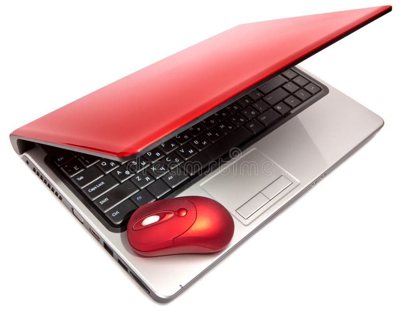 Red Computer Mouse and Red Notebook.Close Up Stock Image - Image of ...