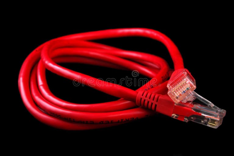 Red computer network cable stock photo. Image of coils - 9121878