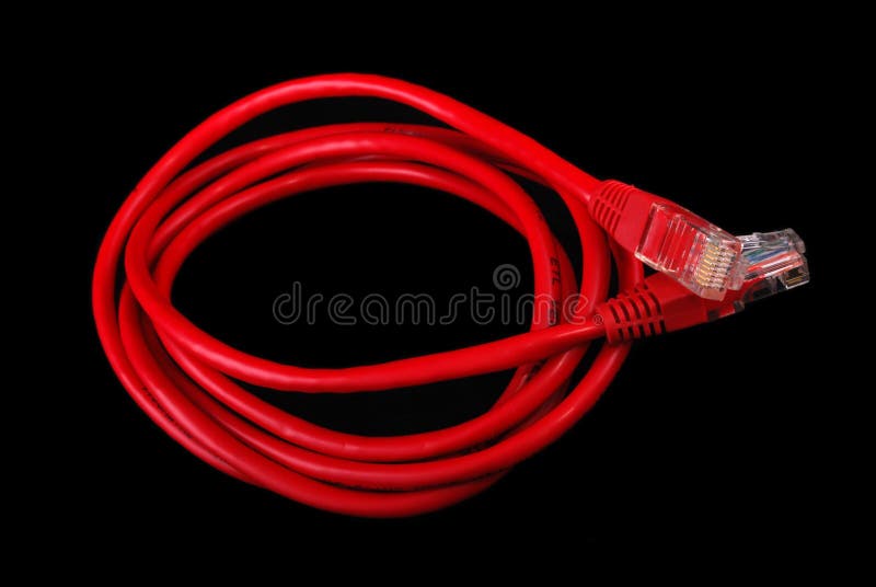 Red computer network cable stock photo. Image of colored - 9121874