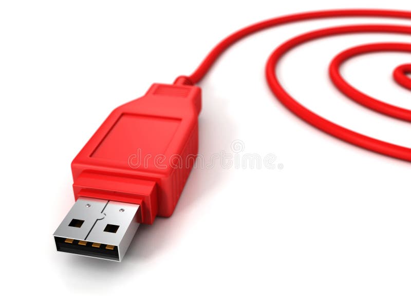 Red Computer Usb Spiral Cable on White Stock Illustration ...