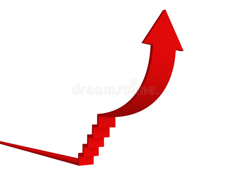 Ladder with Arrow To the Red Target on White Background As Metaphor for ...