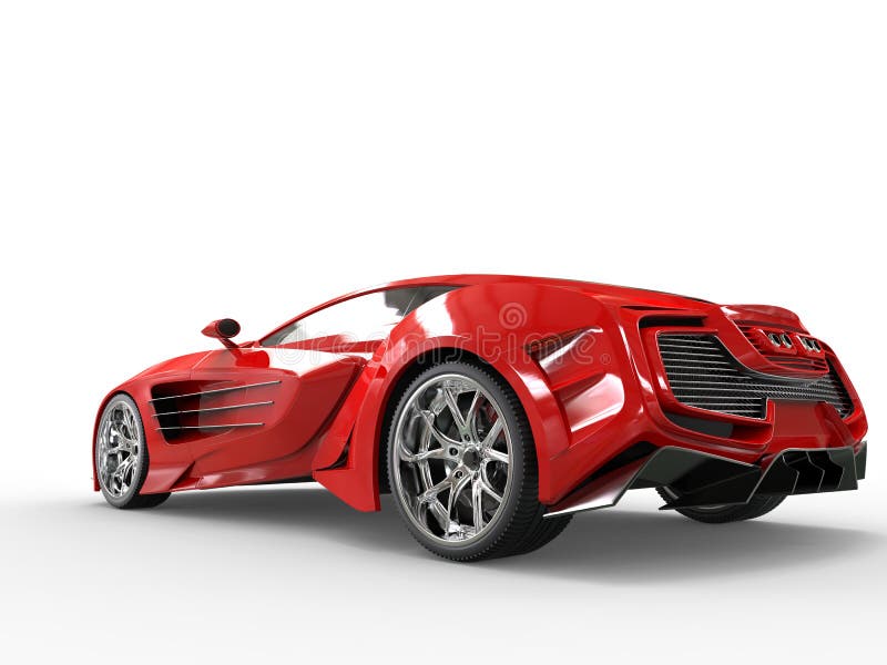 Red Supercar Back Side View Stock Illustration - Illustration of ...