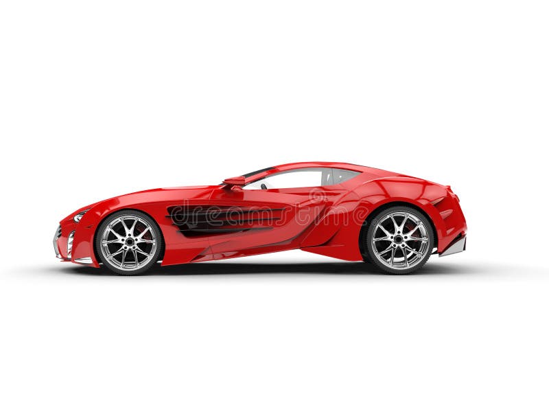 Red Concept Supercar - Side View Stock Illustration - Illustration of ...