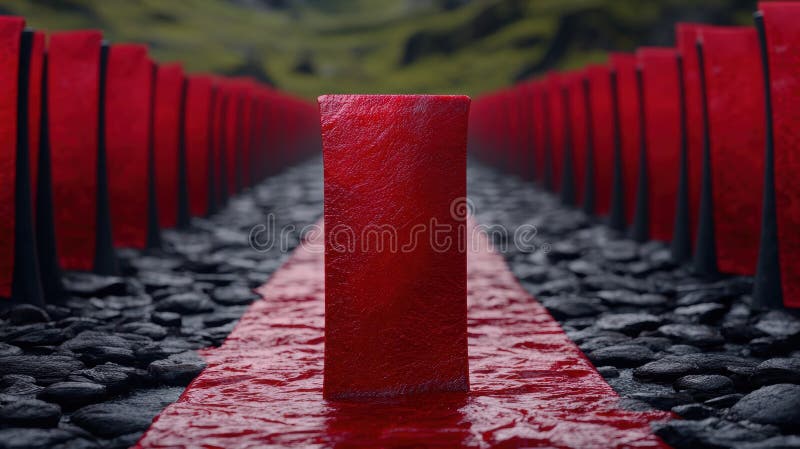 Red Concrete Blocks on a Dark Path Stock Illustration - Illustration of ...