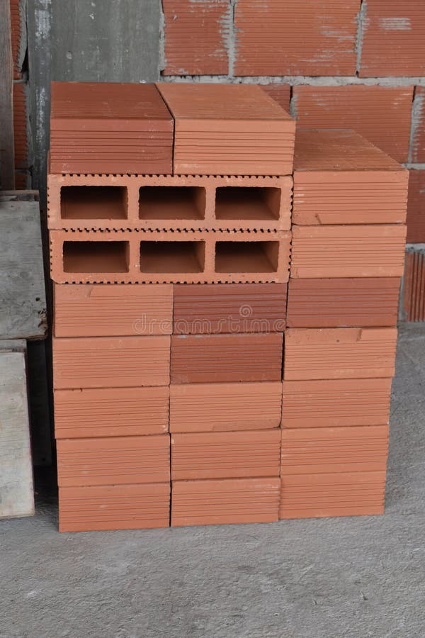 Red Concrete Bricks stock photo. Image of window, stonewall - 369579710