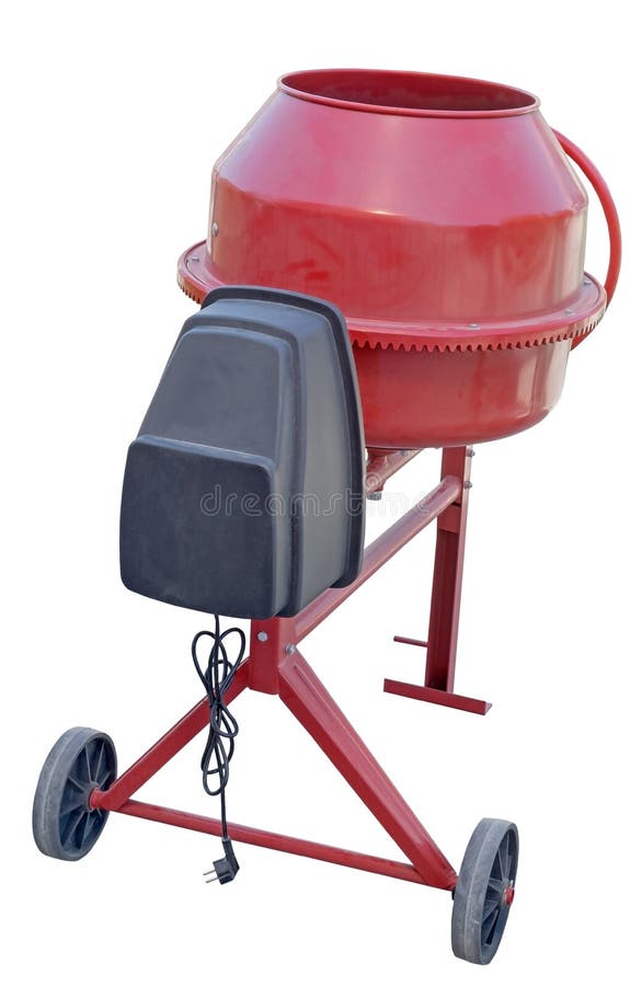 Red Concrete Mixer on White Stock Photo - Image of blender, rotate ...