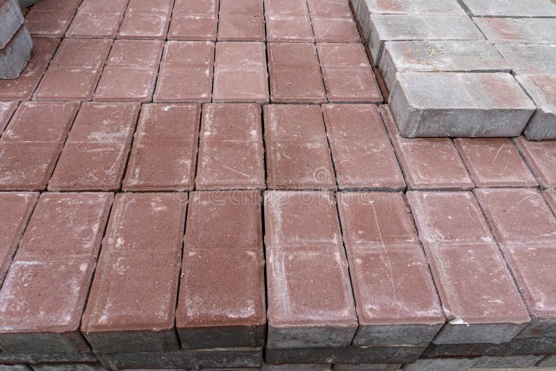 Red Concrete Paving Slabs Close-up Stock Photo - Image of outdoor ...