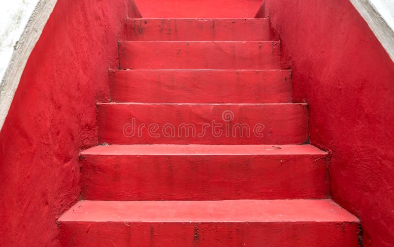 Red concrete staircase stock image. Image of structure - 77581731