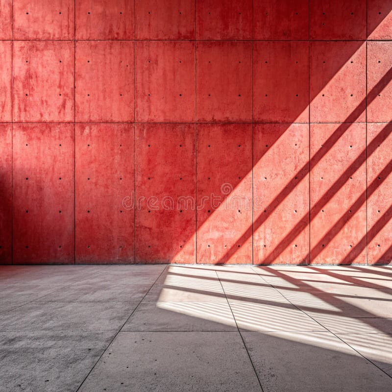 Red Concrete Wall and Floor with Light and Shadow Effects Stock ...