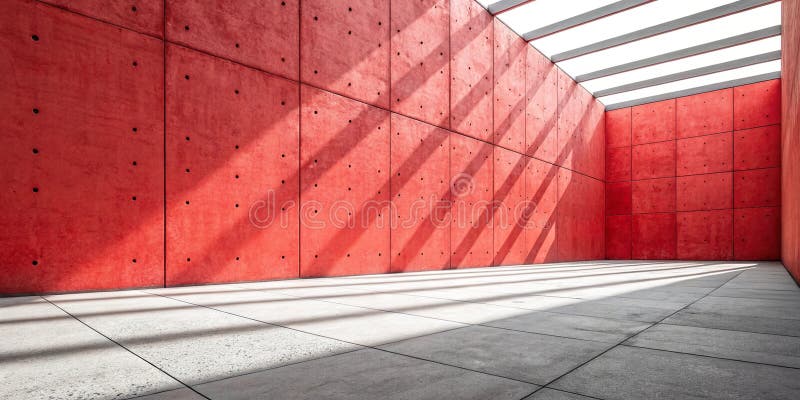 Red Concrete Wall and Floor with Light and Shadow Effects Stock ...