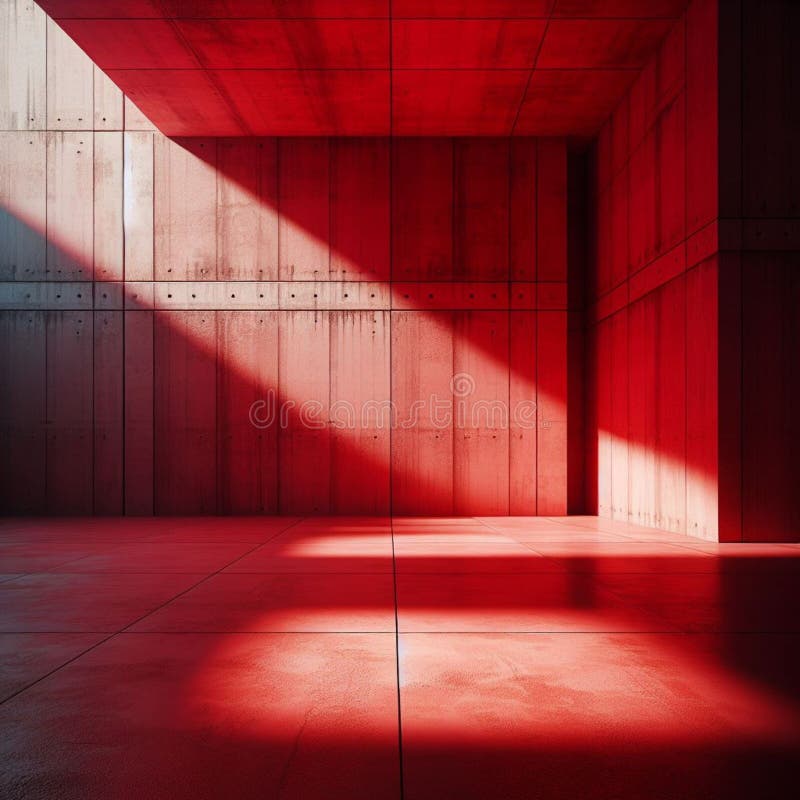 Red Concrete Wall and Floor with Light and Shadow Backgrounds Stock ...