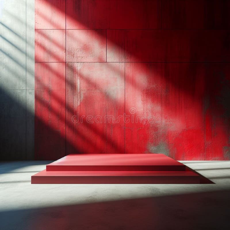 Red Concrete Wall and Floor with Light and Shadow Backgrounds Stock ...