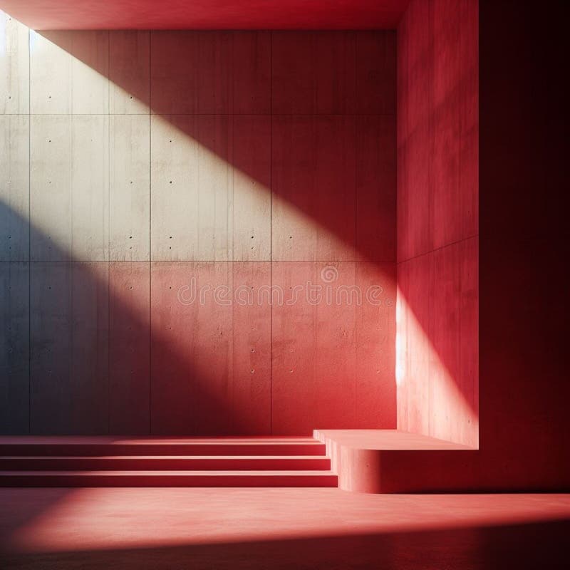 Red Concrete Wall and Floor with Light and Shadow Backgrounds Stock ...
