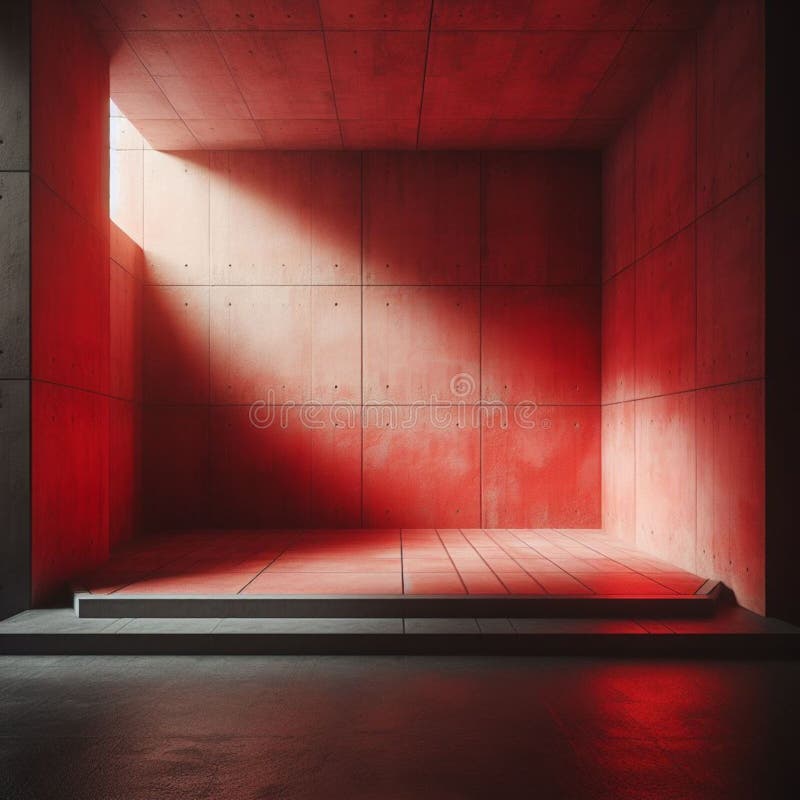 Red Concrete Wall and Floor with Light and Shadow Backgrounds Stock ...