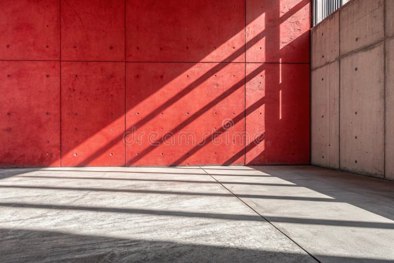 Red Concrete Wall and Floor with Light and Shadow Effects Stock ...