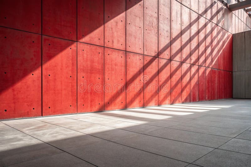 Red Concrete Wall and Floor with Light and Shadow Stock Illustration ...