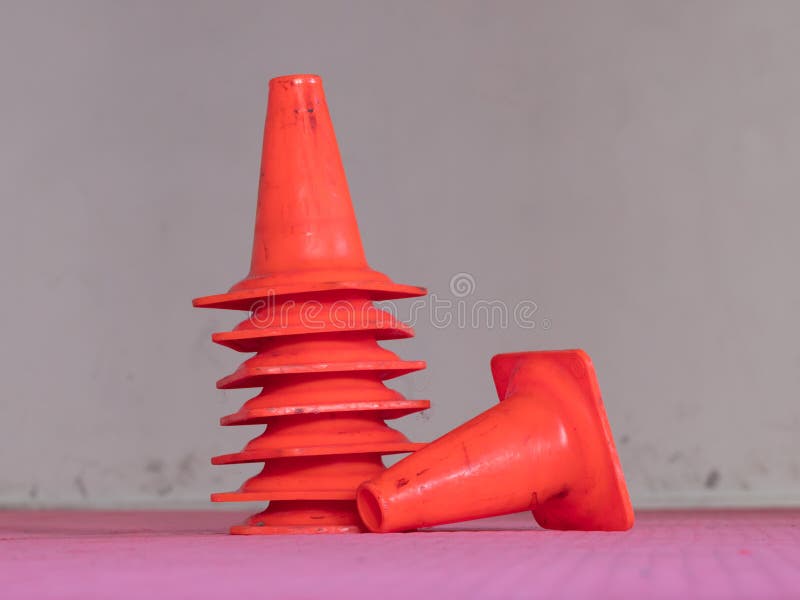 Red cone in a gym stock photo. Image of lines, gymnasium - 83733296