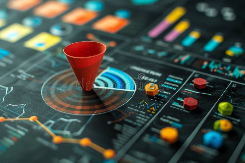 A Red Cone Placed on Top of a Graph, Illustrating Data Visualization ...